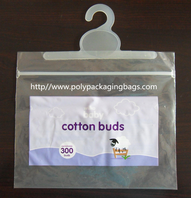 Resealable Poly Bags With Hangers / Ziplock Plastic Bag With Hook