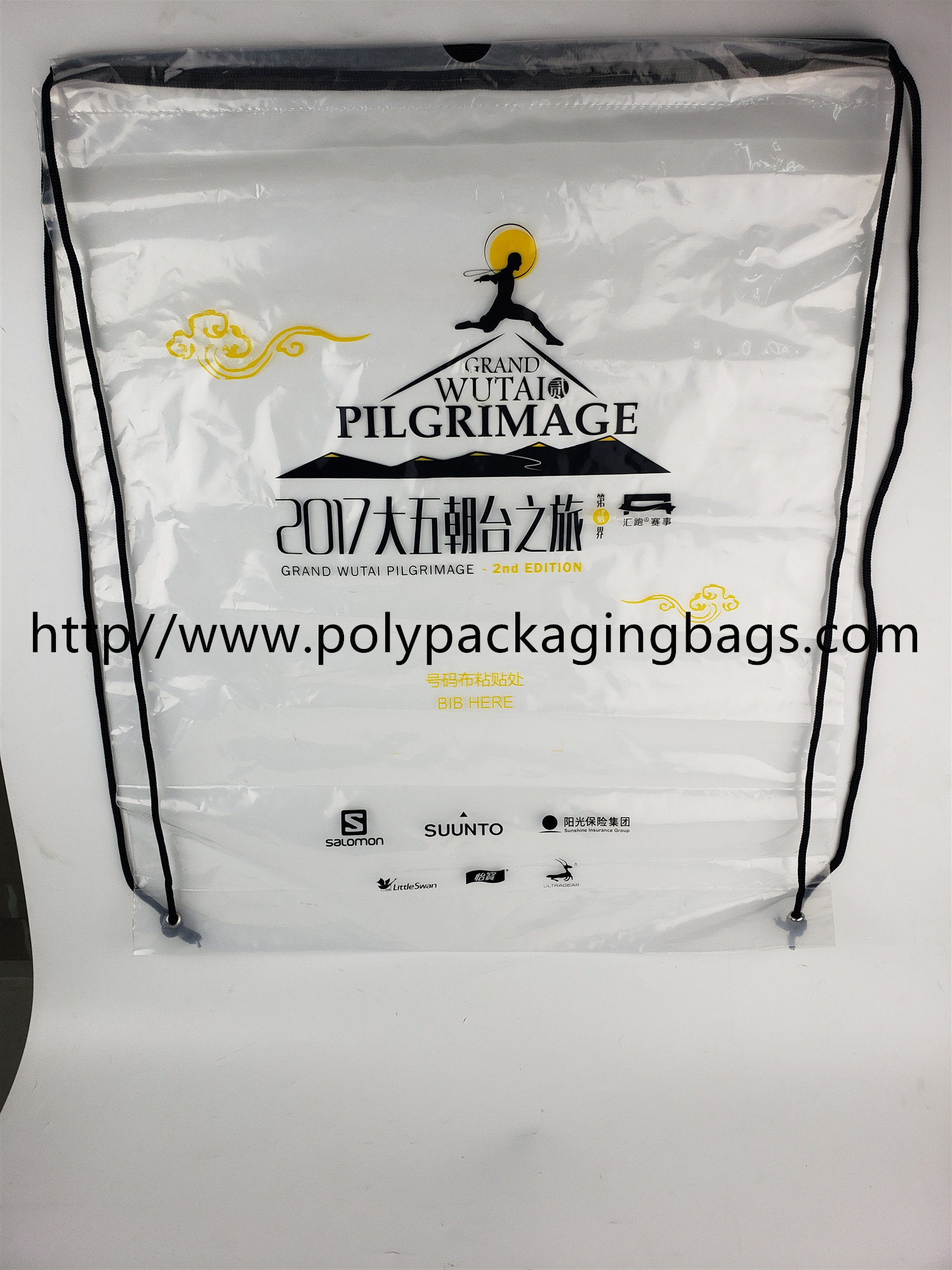 Drawstring Frosted Recycled Plastic Backpack Eco - Friendly Water Proof