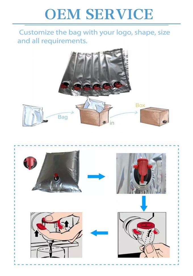 Plastic Packaging Aseptic BIB Bag In Box 20 Liter For Wine Beverage